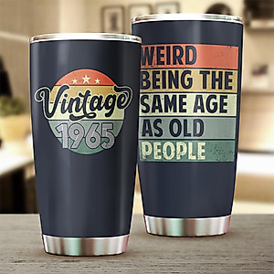 FROOBLEQUIRK 60 Years Old 1965 20 Oz Tumbler – 60th Birthday Gift for Men, Women, Mom, Dad, Wife, Husband, Grandpa, or Grandma, Funny 60-Year-Old Gift & Birthday Decoration