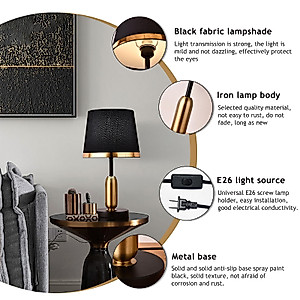 FIXCOR Modern Black Table Lamp Table Lamp for Living Room Black Cloth Lampshade with Metal Base Nightstand Lamp for Living Room, Home, Office Bedroom Reading Room Hotel