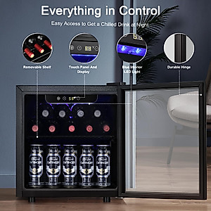 Antarctic Star 12 Bottle Wine Cellar - Mini Beverage Fridge for Wine, 48 Can Small Wine Cooler for Home and Bar, Electronic Temperature Knob Control, 1.3 Cu. Ft.