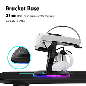 AMVR RGB Stand Holder Compatible with Oculus/Meta Quest 3/Quest 3S/Quest 2/Quest Pro/Pico 4/PSVR 2, Vertical VR Headset Charging Dock, Colorful Breathing Light