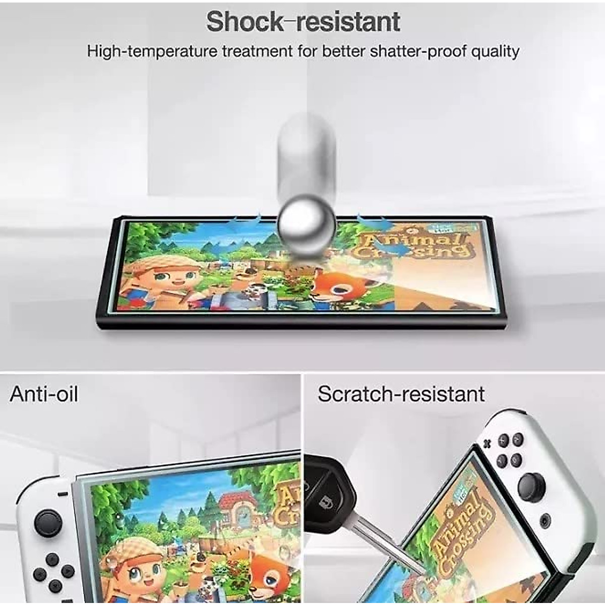 The Gamers Bell - (2-pack) Premium Screen Protector 9H Templed Glass Cristal Compatible with Console N Switch - Total Protection HD Maximum Quality Glass Transparent Clear Anti-Scratch (Switch OLED)