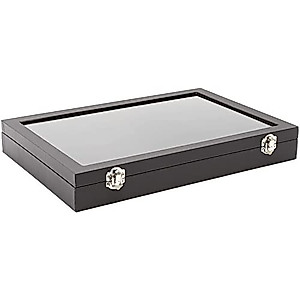 Black Velvet Jewelry Display Case for Rings, Bracelet and Necklace Organizer Box for Selling (13.75 x 9.5 In)