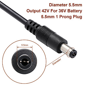 Cupinyo Upgraded 42V Charger 1 Prong Fast 2A for 36V Lithium Ebike Escooter, Compatible with 36 Volt gotrax Electric Bike Scooter Charger