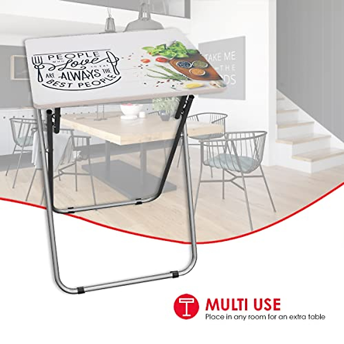 Home Basics TT39161 Foldable TV Tray Table, 19.0 x 15.0 x 26.0, for The Love of Food (White)