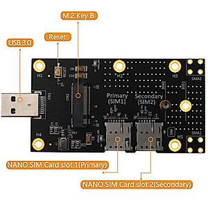 M.2 NGFF to USB 3.0 Adapter Card, 3042/3052 NGFF (M.2) to USB 3.0 A Adapter with Nano SIM Card Slot for 3G/4G/5G Module