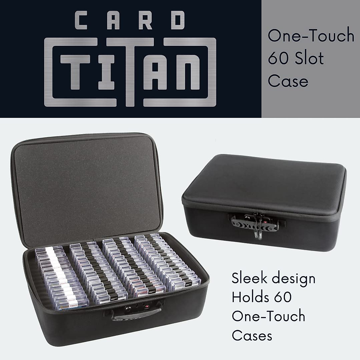 Card Titan Pro One Touch Card Holder with Zipper Lock - Trading Card Storage Box Fits 60 One Touch Magnetic Cases - Compatible with Project 2020 and Project 70 Sets - Great Trading Card Case