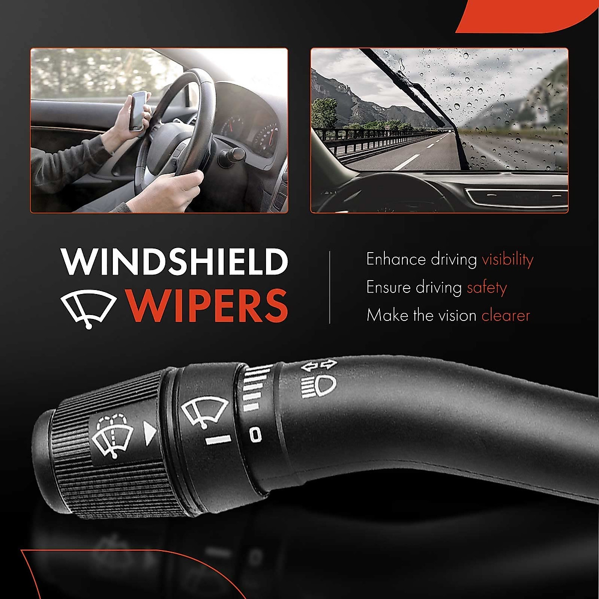 A-Premium Turn Signal Switch, Windshield Wiper Washer, Hazard Warning Flasher, Compatible with Ford F-150 1999-2003, F-250/350/450/550 Super Duty (1999 F-250 GVW Under 8,500lb), Blackwood