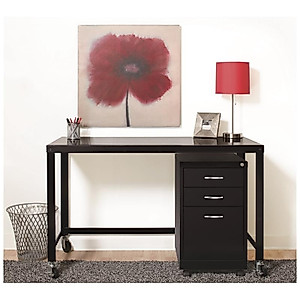 Office Dimensions 21647 Black RTA 48" Wide Mobile Metal Desk Workstation Home Office Collection