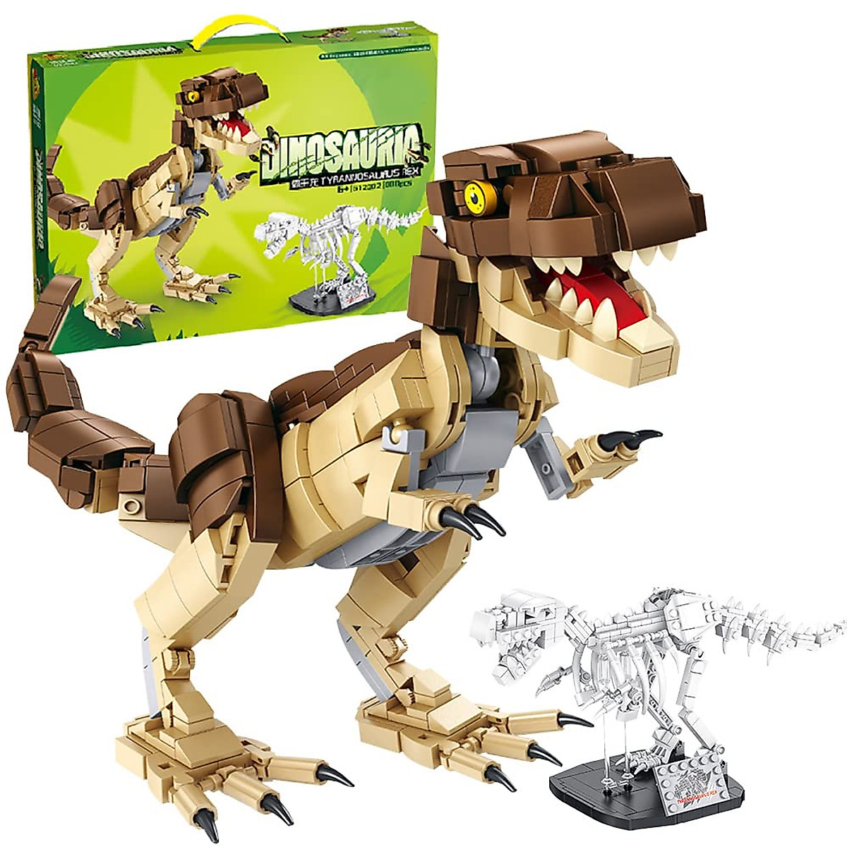 TreeGun Dinosaurs Building Blocks for Kids, 2 Models T-rex Dinosaurs Building Toy Set, STEM Creative DIY Building Toy Kit for Kid, Boy and Girl Ages 6 for Kids (906 Pieces)