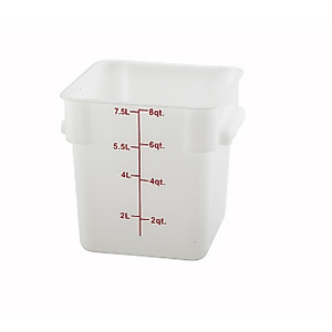 Winco Square Storage Container, 8-Quart, White