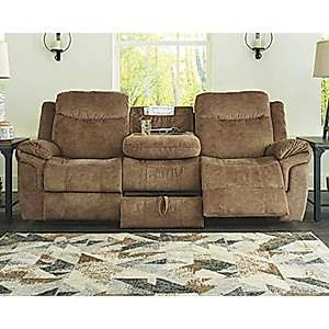 Signature Design by Ashley Huddle-Up Manual Reclining Sofa with Drop Down Table, Storage & USB Outlets, Brown