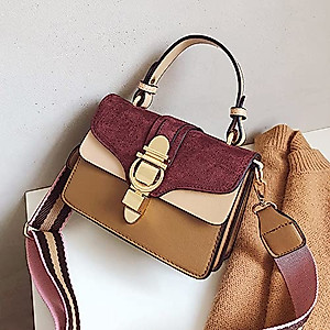 Fashion Suede Top Handle Crossbody Satchel for Women Handbags Purse Casual Classic Shoulder Bag Totes (Red)