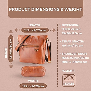 Genuine Leather Shoulder Crossbody Bags for Women Trendy, Adjustable Strap Large Crossbody Saddle Bag, Travel Handbag, Women's Leather Purses and Handbags, Brown Cross body Purse Phone Wallet