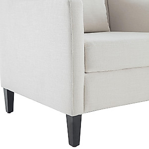 HUIMO Upholstered Living Room Chairs,Accent Chair with Solid Wood Frame,Reading Chair for Bedroom,Tufted Armchair,Mid Century Sofa Chair,Comfy Club Chair for Living Room (Beige)