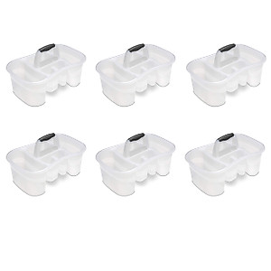 Sterilite 15878606 Bath Caddy, Clear Caddy w/ Black Insert, 6-Pack