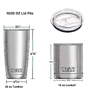 Coaches World Tumbler Lid for 20 Oz Yeti Rambler, Old Style RTIC, Ozark Trails and more Cooler Cup, Sliding, Sealed, Splash Proof, and Straw Friendly (20 oz 2 Pack), Clear