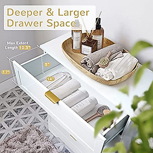 UYIHOME Modern 4 Drawer Dresser, 37inch Tall Dresser Chest with Large Drawer, Wood Nursery Dresser Storage Cabinet Organizer Unit for Bedroom, Closet, Living Room, Cloakroom, Entryway, White