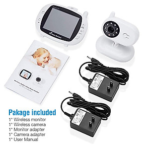 Video Baby Monitor with Camera Baby Security Surveillance Camera Latest with 3.5" Screen, Night Vision, Temperature Sensor, Lullaby, Two Way Talkback, Sound Activated & Audio Only Mode