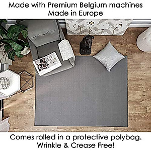 Rubber Backed Runner Rug, 22 x 60 inch, Solid Grey, Non Slip, Kitchen Rugs and Mats