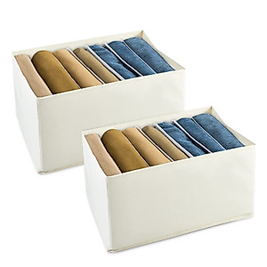 Resdenio Drawer Organizers for Clothing: 2 Pack Upgraded Closet Drawer Dividers Clothes Organizer, Extra Large 7 Grids Foldable Washable Wardrobe Cabinet Storage Box for Jeans, Underwear, Dresses