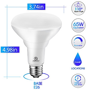 Energetic LED Recessed Light Bulbs BR30, 65W Equivalent, Dimmable, Warm White 3000K, Indoor Flood Lights for Recessed Cans, UL Listed, 12 Pack