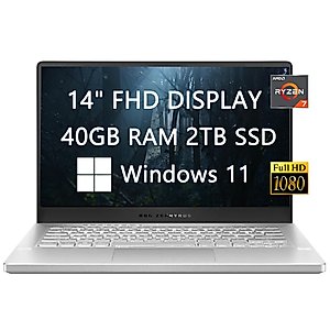 asus ROG Zephyrus Gaming Laptop, 14'' FHD 144Hz Display, NVIDIA GeForce RTX 3060 6GB, AMD Ryzen 7-5800HS, 40GB RAM, 2TB SSD, Backlit Keyboard, Windows 11, ROG Intelligent Cooling, LIONEYE HDMI Cable