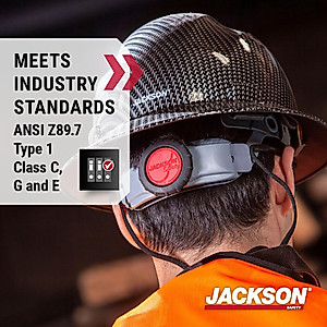 Jackson Safety Blockhead Fiberglass Full Brim Hard Hat - 4-Point Ratchet Suspension w/Jackson 370 Speed Dial Headgear - Carbon Fiber Pattern, Large