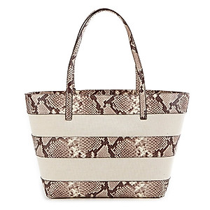 Michael Michael Kors Tasseled Snake‑Print Striped Canvas Large
