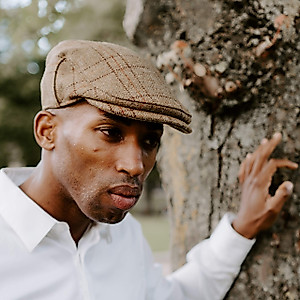 Borges & Scott Woodsman Flat Cap - Fully Waterproof – Yorkshire Tweed – 100% Wool Outer - Juniper Gold Check - 58cm