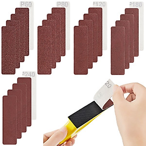 100 Pieces Detail Sander Refills Micro Finishing Sander Paper Micro Zip Finger Sander for Crafts, Assorted Grit of 60/80/ 120/180/ 240, Multi-Color, 3.5 x 1 Inch for Wood Furniture Metal Automotive