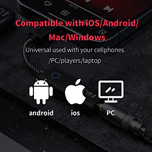 FiiO JadeAudio KA1 Headphone Amps Amplifier Tiny USB DAC High Resolution 3.5mm Lossless for Smartphones/PC/Laptops/Players(Type C, Black)