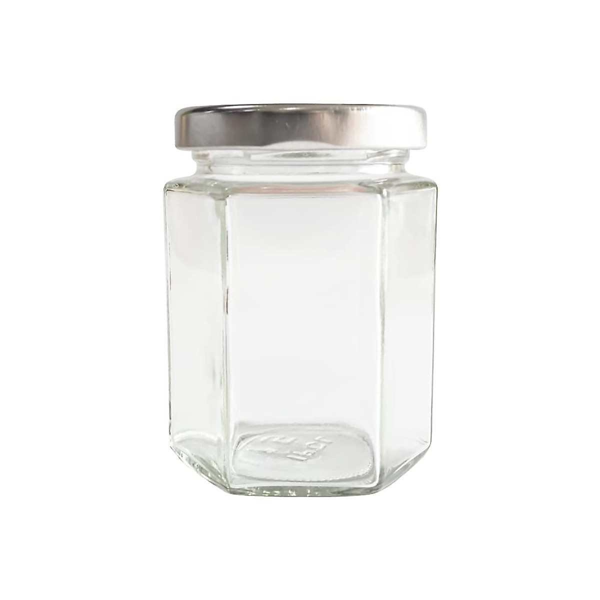 GPK4ALL 190ml 6oz Hexagon Glass Jars, pack of 24 sets, Empty Hex Jars wSilver Lids for Jam Honey Jelly Candy Candle Wedding Favors Baby Shower Favors Spice Jars Crafts Party Favors Jams Samples &