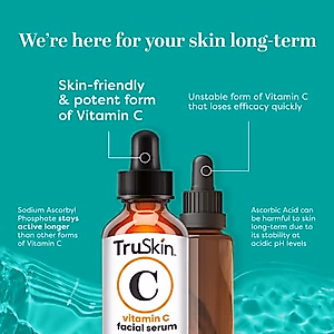 TruSkin Vitamin C Serum for Face – Anti Aging Face & Eye Serum with Vitamin C, Hyaluronic Acid, Vitamin E – Brightening Serum for Dark Spots, Even Skin Tone, Eye Area, Fine Lines & Wrinkles, 1 Fl Oz