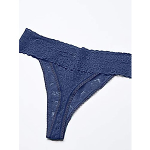 Ahh By Rhonda Shear womens Lace Thong Underwear, Navy, 2X-3X US