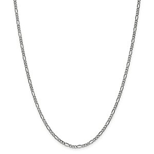 Sonia Jewels 14k White Gold Figaro Chain Necklace - with Secure Lobster Lock Clasp 20" (Width = 2mm)