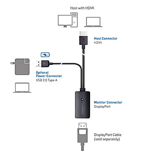 Cable Matters Uni-Directional HDMI to DisplayPort Adapter for Desktop and Laptop Computers (HDMI 2.0 to DisplayPort 1.2) with 4K 60Hz Video Resolution - Not Compatible with PS5 or Xbox Series X/S