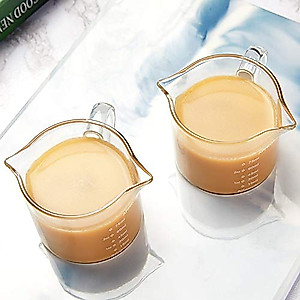 BCnmviku 2 Pack Double Spouts Measuring Triple Pitcher Milk Cup 75ML Espresso Shot Glasses Parts Clear Glass
