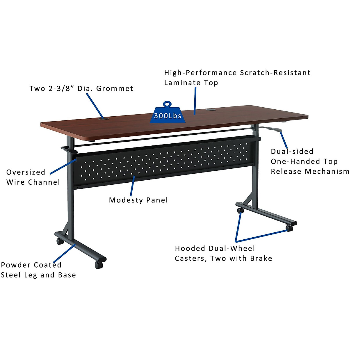 Lorell Shift 2.0 Flip & Nesting Mobile Table