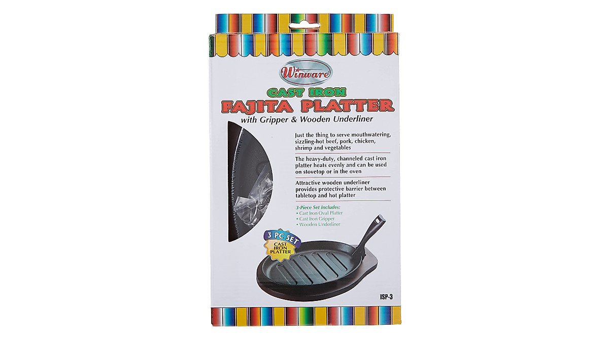 Winco ISP-3 Cast Iron Steak Platter - Durable & Stylish