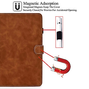 REASUN Case for 10.0 Inch Tablet, PU Leather Folding Stand with Card Slots Case for Galaxy Tab 9.6/9.7/10.1/10.4,iPad 9.7/10.2/10.5 inch,Kindle HD10 and More 10 inch Android Tablets, Brown