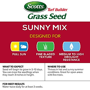 Scotts Turf Builder Grass Seed Sunny Mix, Grows and Thrives in Areas of Direct Sun, 3 lbs.
