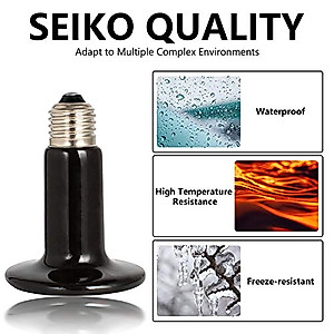 BOEESPAT 250W Ceramic Heat Emitter Reptile Heat Lamp Bulb Chicken Heater Light for Pet Brooder Coop Lizard Turtle Aquarium Snake, No Harm No Light (Black)