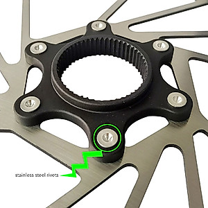 Disc Brake Rotor 160mm OD 44mm Hole Distance 6‑Bolt Central Lock Stainless Steel Bike Disc Brake Rotor, Mountain Bike Bicycle Rotors Modification Accessories