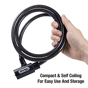 Master Lock 8364DCC Cable Bike Lock with Key, 5 ft. Long, Black
