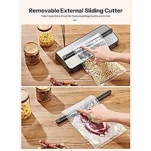 Vacuum Sealer Machine, Reemix Automatic Food Vacuum Sealer with Starter Kit, Air Sealing for Food Storage with 20 Bags, Pulse Function, Moist&Dry Mode and External VAC