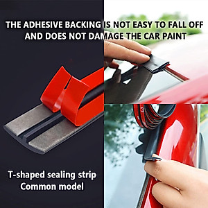 16.4ft/5M Cuttable T-Car Sunroof Cover Seal Rubber Trim,Dust Proof&Weather Stripping for Windshield,Tailgate Adhesive Rubber Seal Strip
