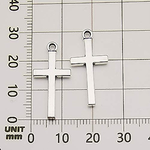 100pcs 13x27mm Silver Small Cross Charms Pendants Beads for Jewelry Making Crafting Findings Accessory for DIY Necklace Bracelet (7916)