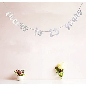 StarsGarden Cheers to 25 Years Banner – It's My Funny Fabulous 25 Banner -25th Birthday Banner Decorations - Finally 25 Milestone Happy Birthday Decorations(Silver 25) (SG-22NP458)