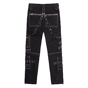 Cicilin Men's Fashion Hip Hop Rock Punk Gothic Sport Hiking Riding Casual Cargo Pants Street Dance Pants Harem Trousers Size 36 Black