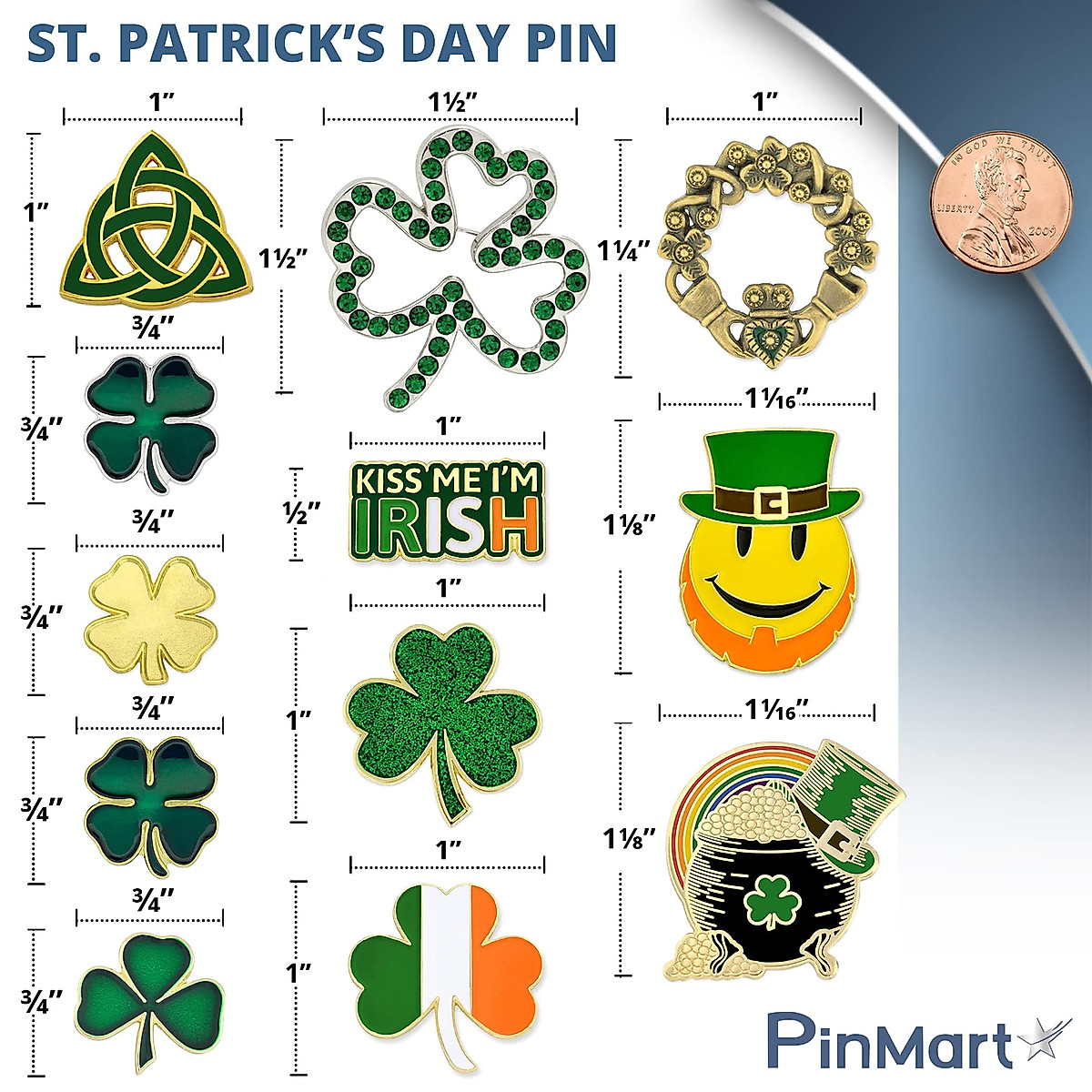 PinMart St. Patrick's Day Lapel Pin – Celtic Trinity Knot Jewelry for Women and Men – Irish Culture Celebration Pin –Gold Plated Enamel Brooch with Clutch Back